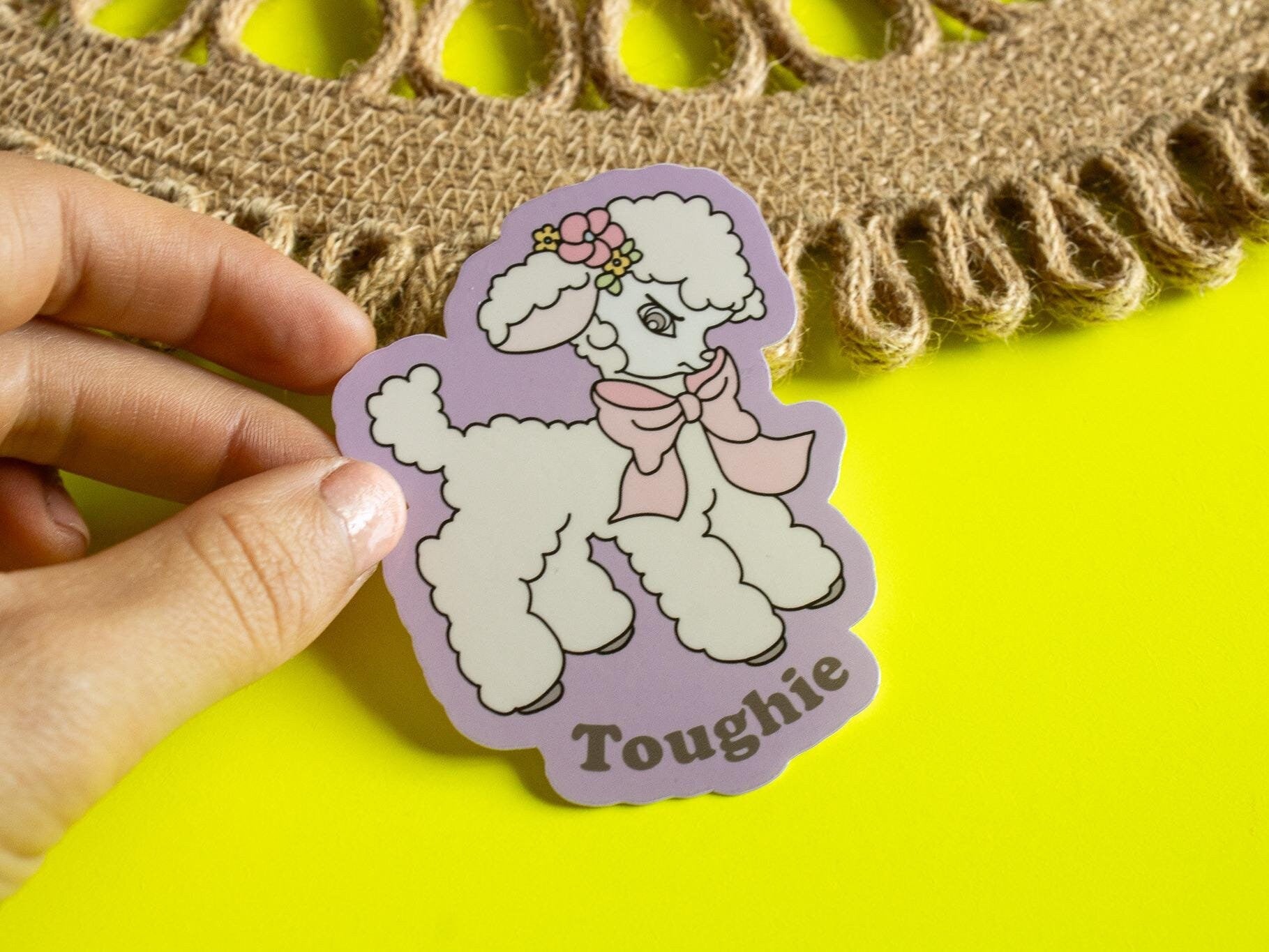 Toughie Lamb Vinyl Sticker | Cute, Aesthetic trendy tough girly pastel ...