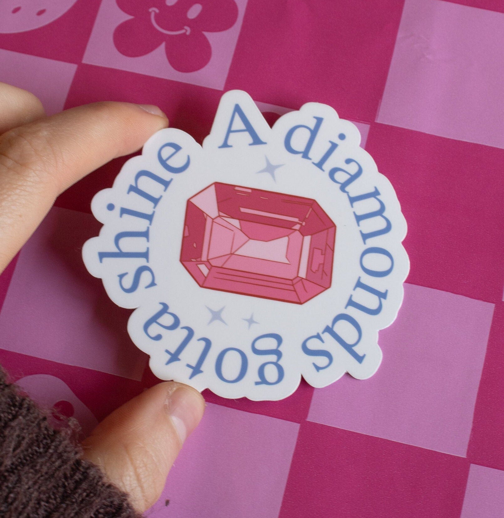 A Diamond's Gotta Shine Vinyl Sticker | Cute, aesthetic girly pink ...