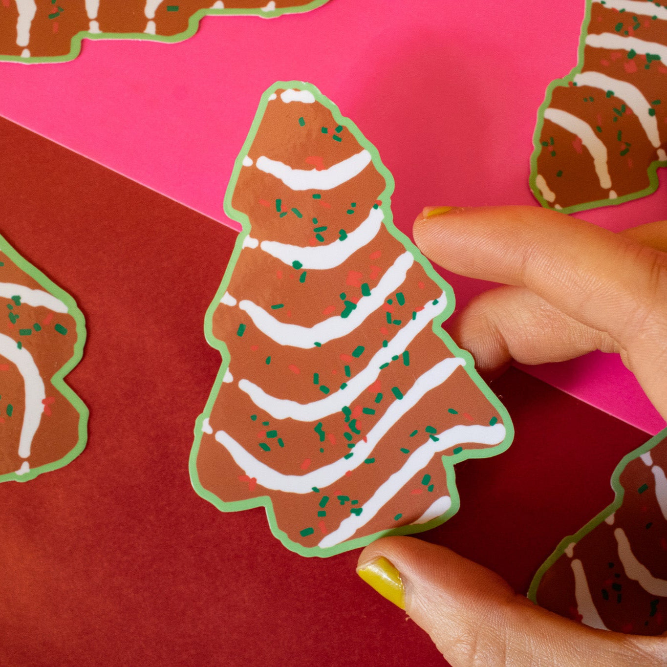 Chocolate Holiday Tree Snack Cake Vinyl Sticker | Cute, aesthetic ...